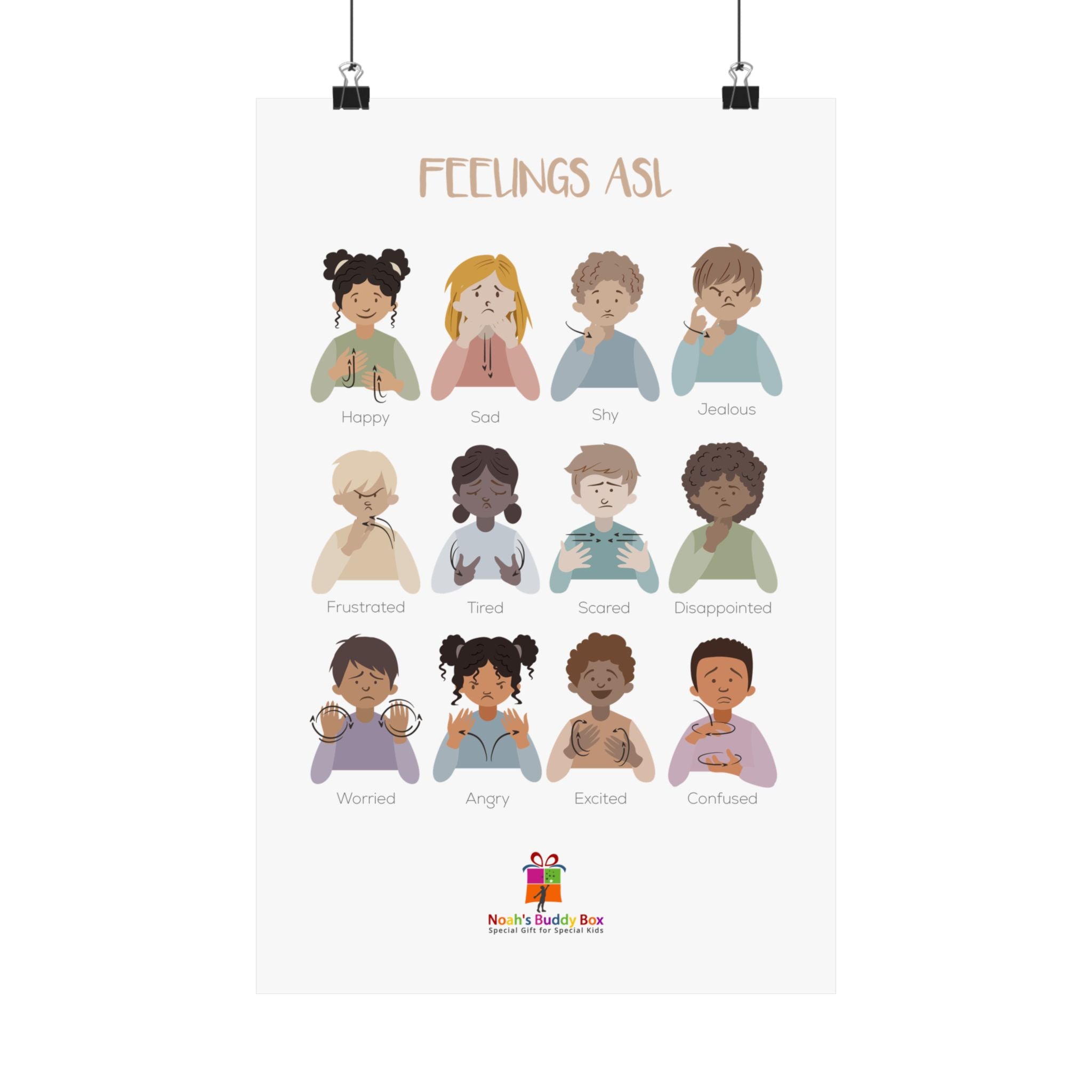 ASL Feelings Poster: Express Emotions in Sign – Noah's Buddy Box